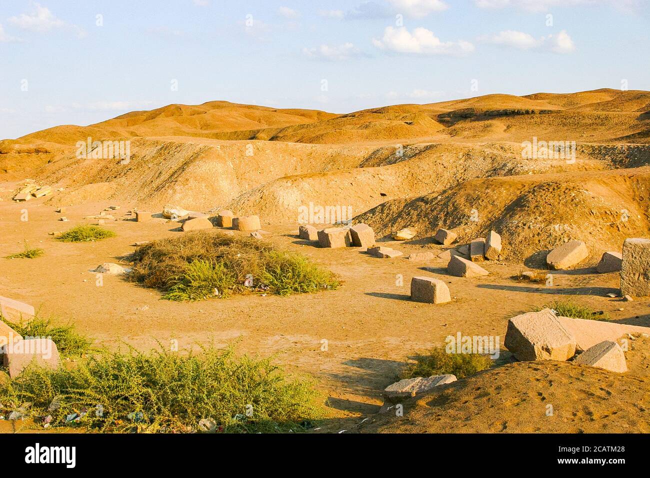 Egypt, Nile Delta, Tanis, exhibition of several ancient artifacts ...