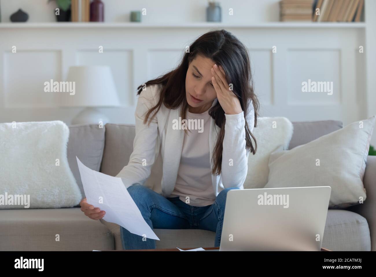 Worried lady thinking about problems hi-res stock photography and ...