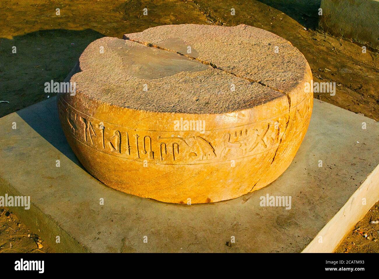 Egypt, Nile Delta, Tanis, artifacts displayed near the mission house ...