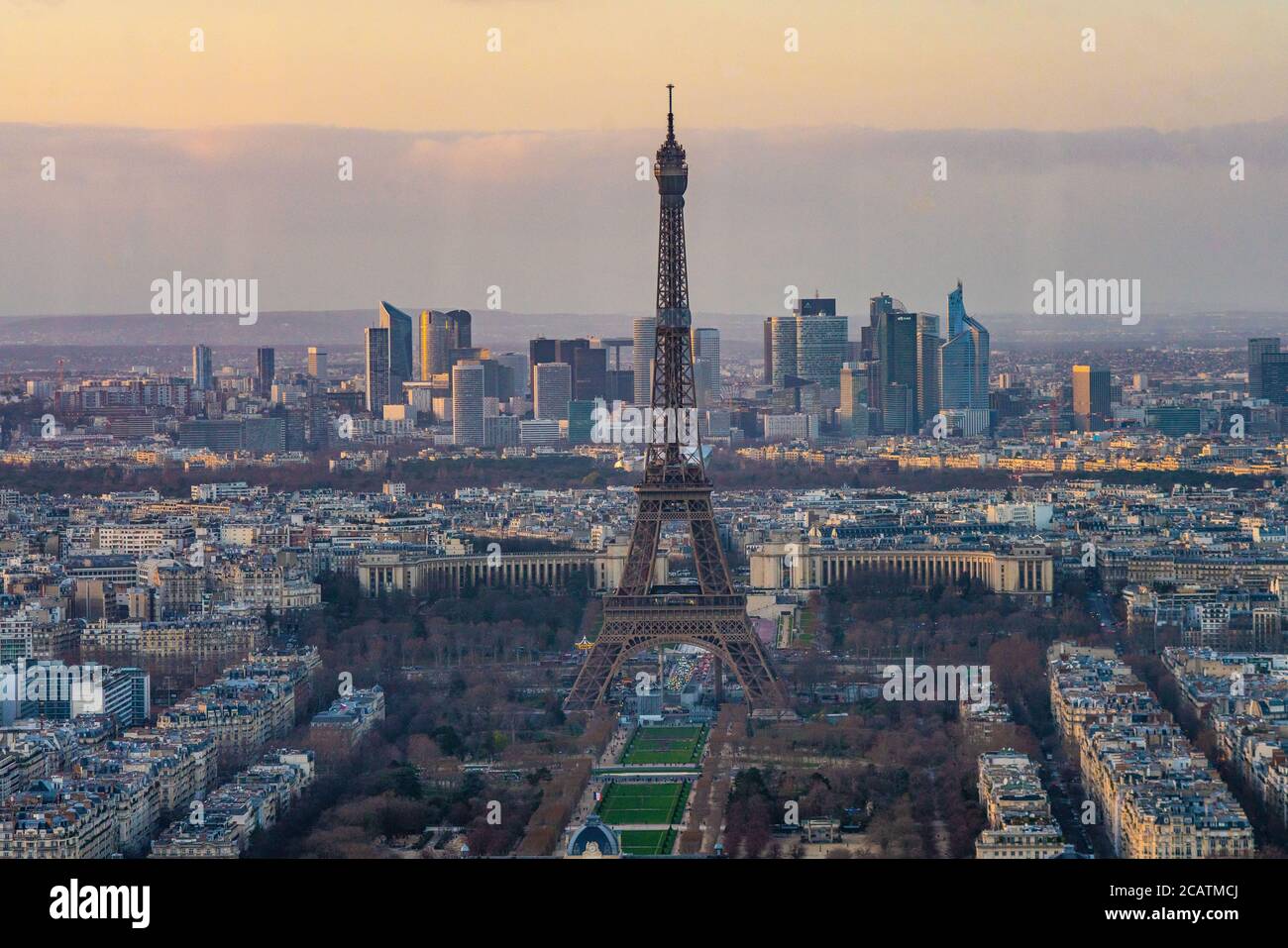 Aerial view of the skyline in Paris, at sunset Stock Photo - Alamy
