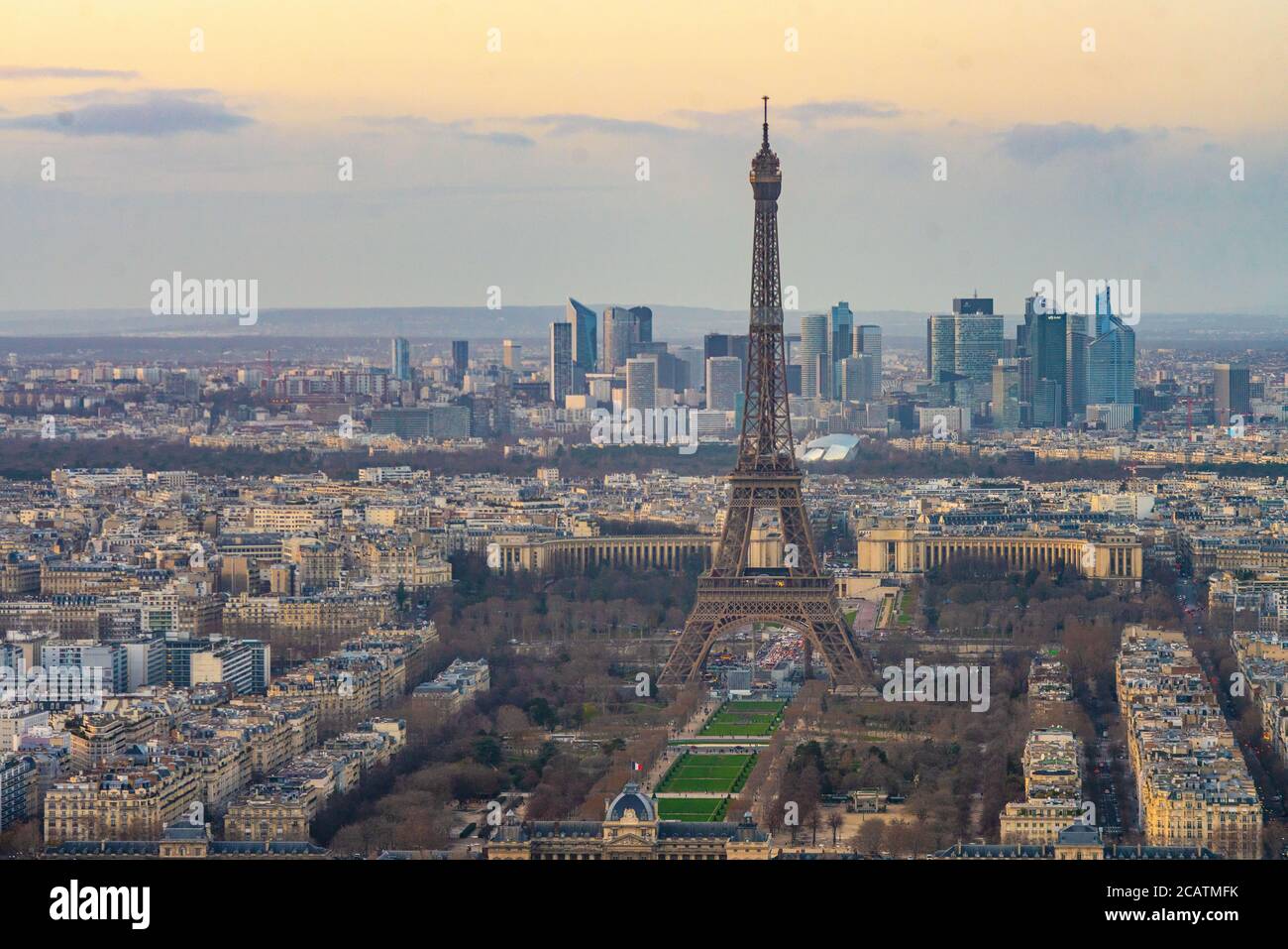 Aerial view of the skyline in Paris, at sunset Stock Photo - Alamy