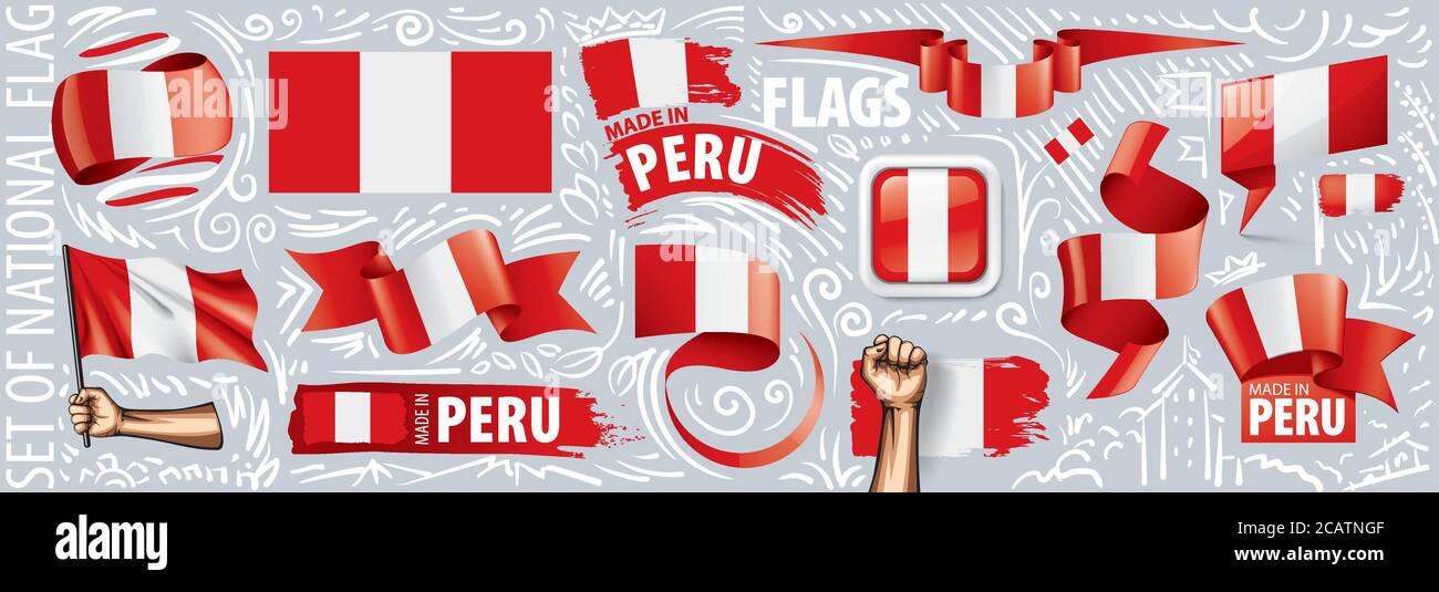 Vector set of the national flag of Peru in various creative designs ...