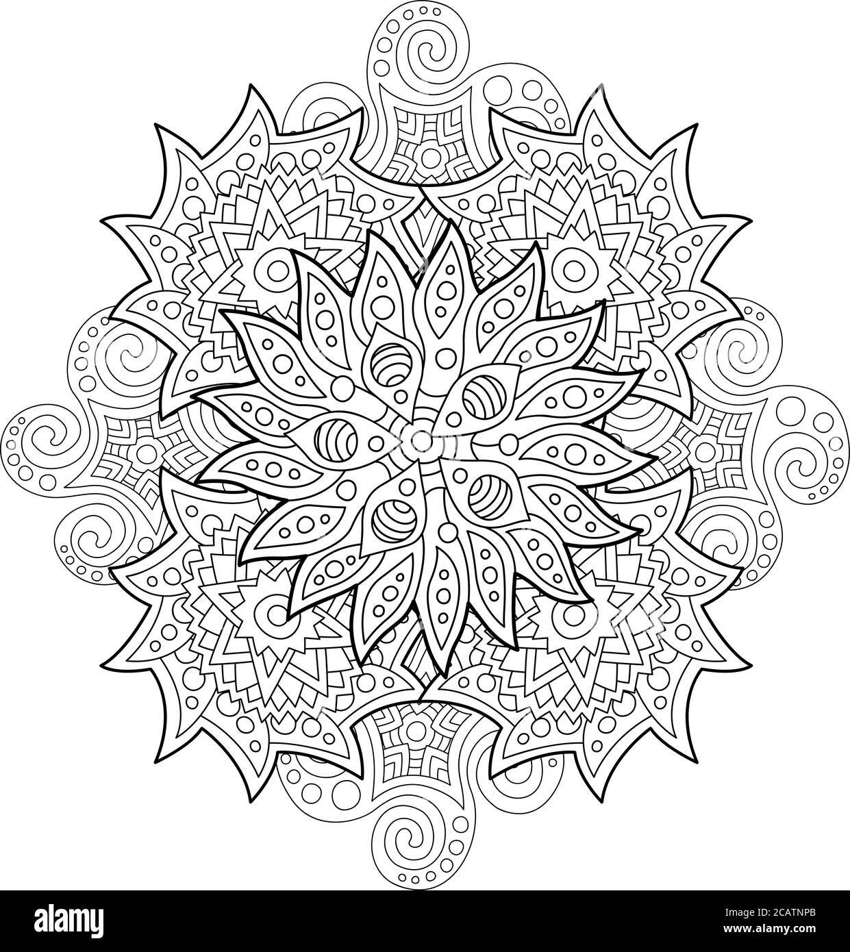 Beautiful abstract adult coloring book page on white background Stock ...