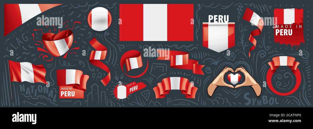 Vector set of the national flag of Peru in various creative designs ...