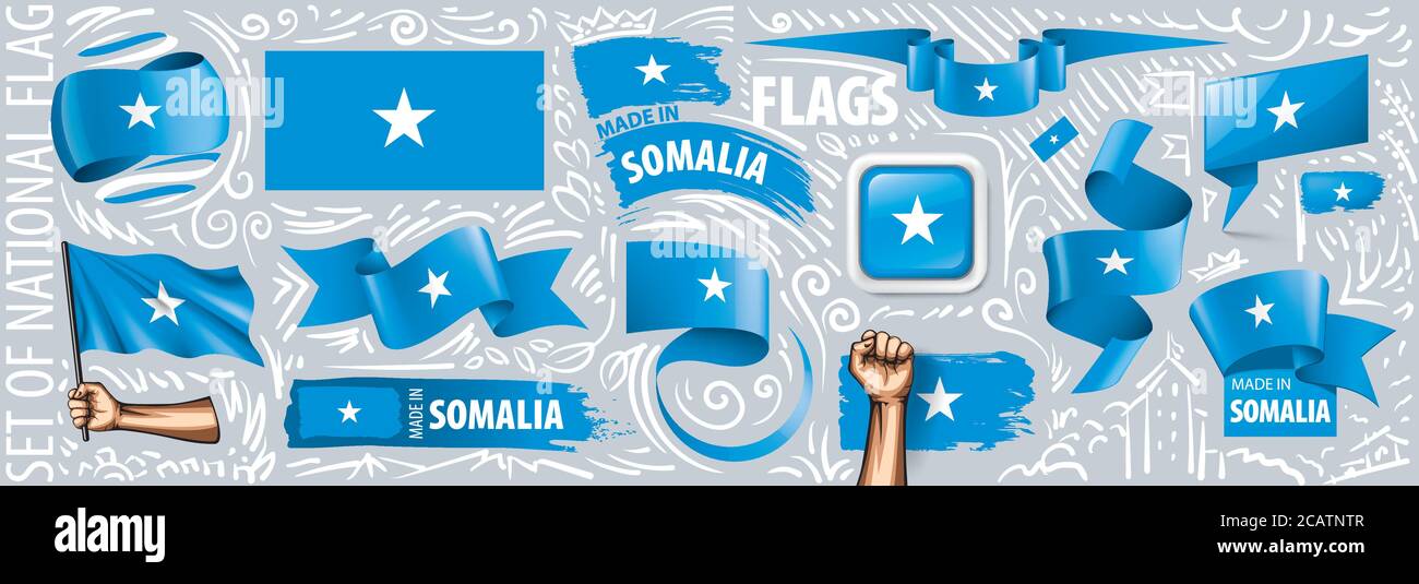Vector set of the national flag of Somalia in various creative designs ...