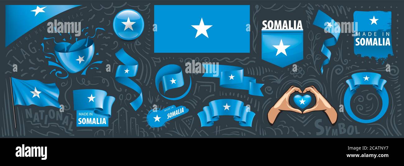 Vector set of the national flag of Somalia in various creative designs ...