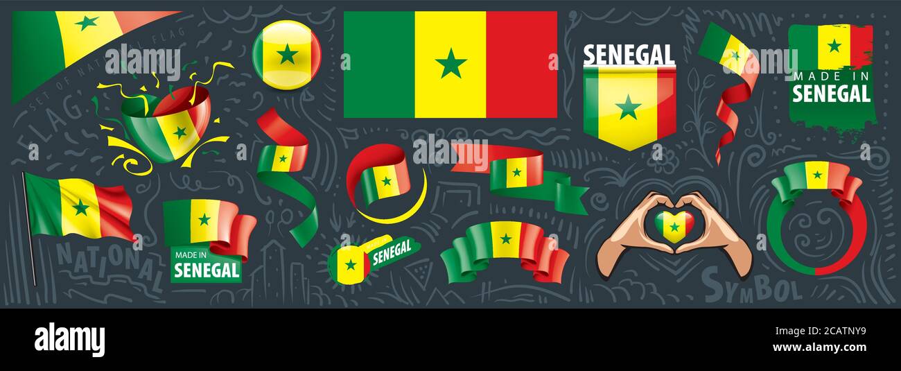 Vector set of the national flag of Senegal in various creative designs ...