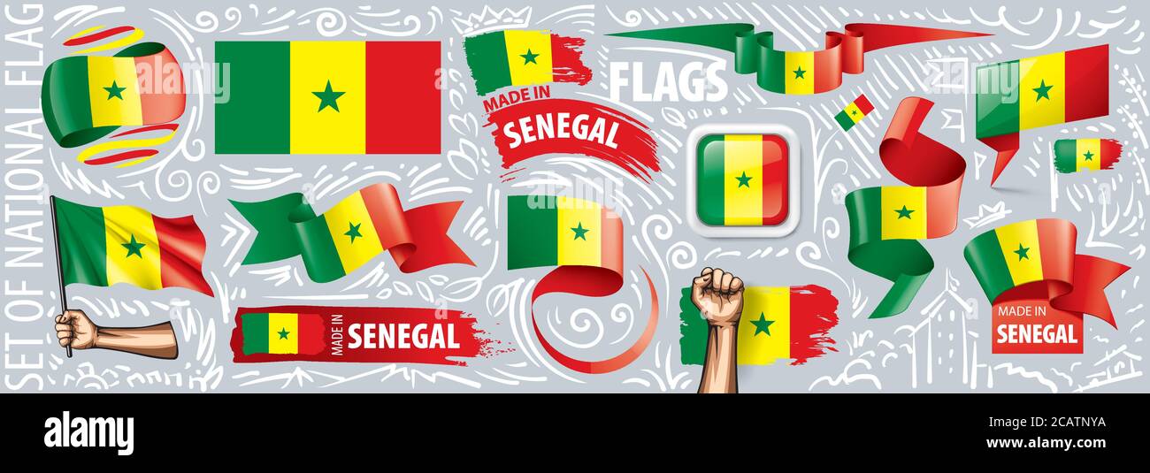 Vector set of the national flag of Senegal in various creative designs ...