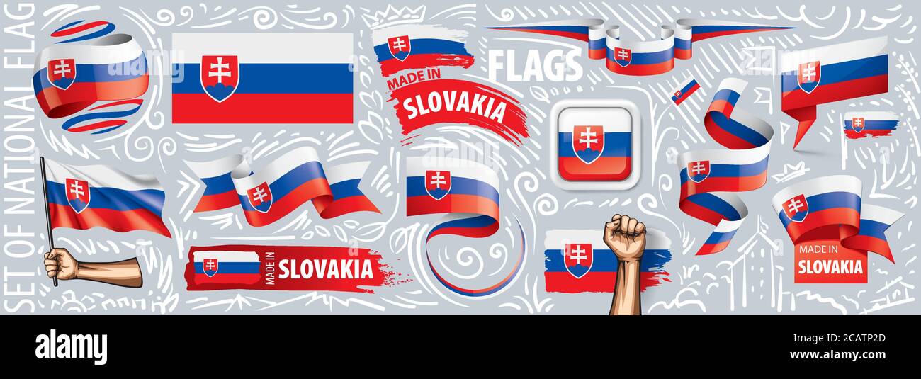 Vector set of the national flag of Slovakia in various creative designs ...