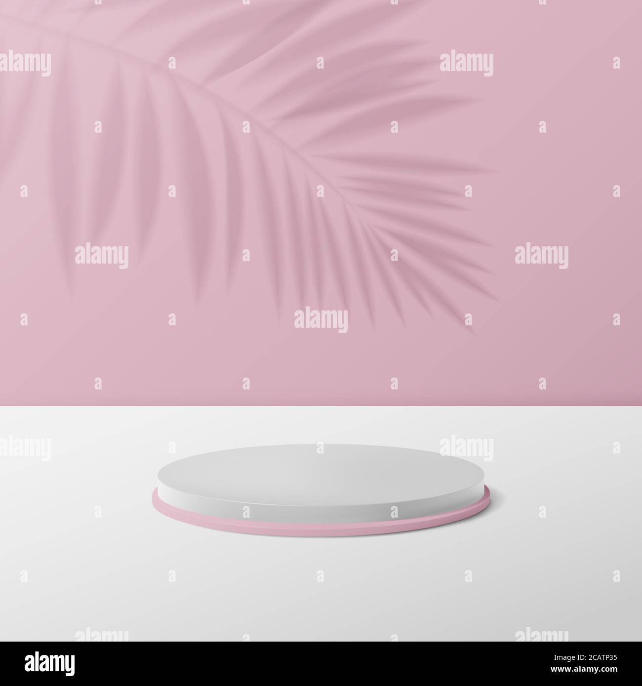 3d White and pink circle podium display. Abstract Background for ...