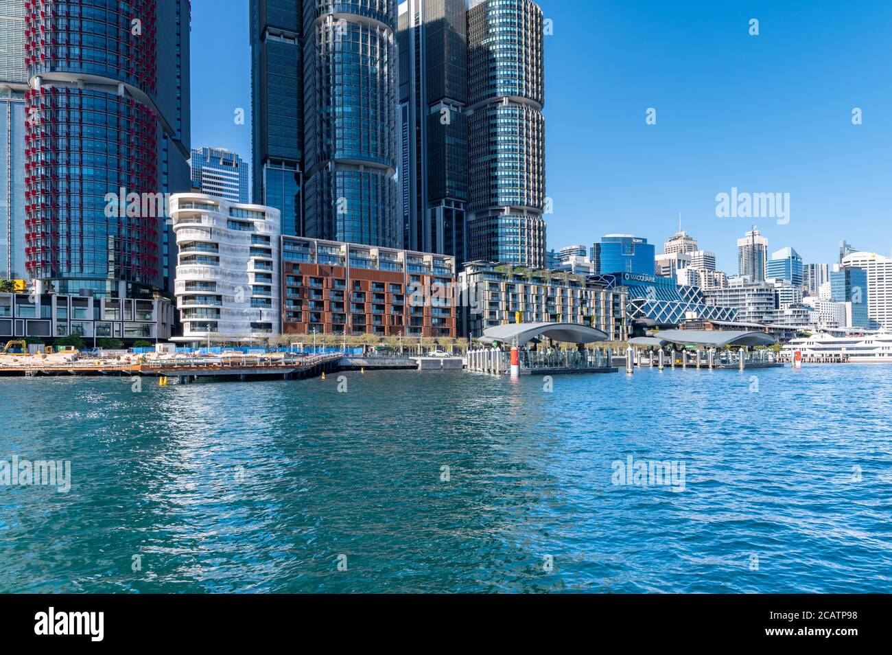 View of Sydney Harbour Blue Waters and Barangaroo on a sunny autumn ...