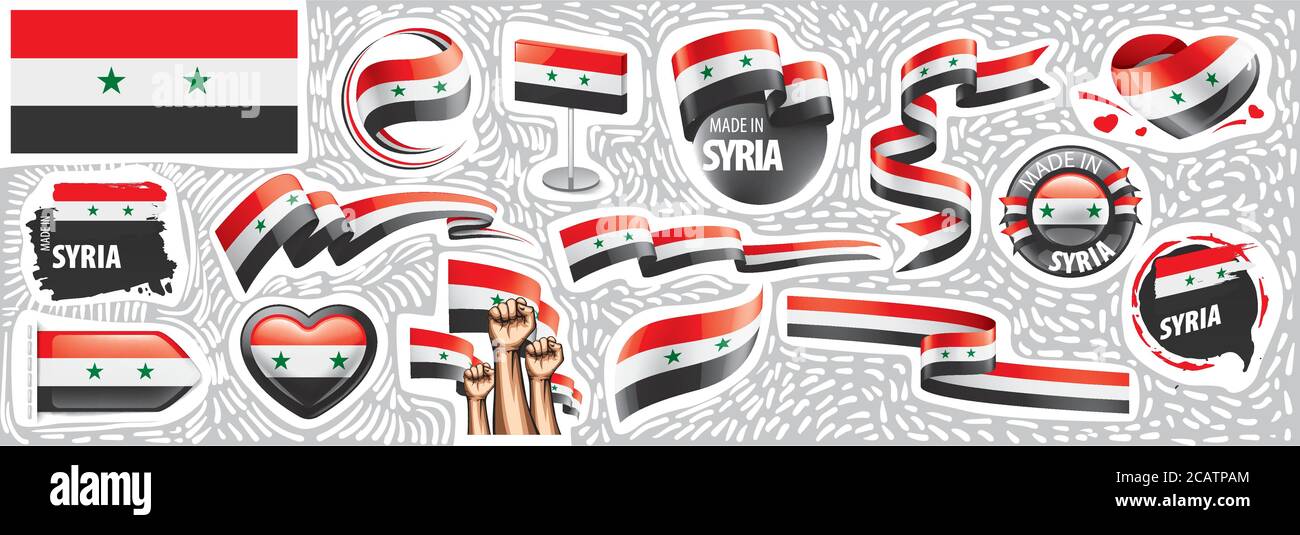 Vector set of the national flag of Syria in various creative designs ...