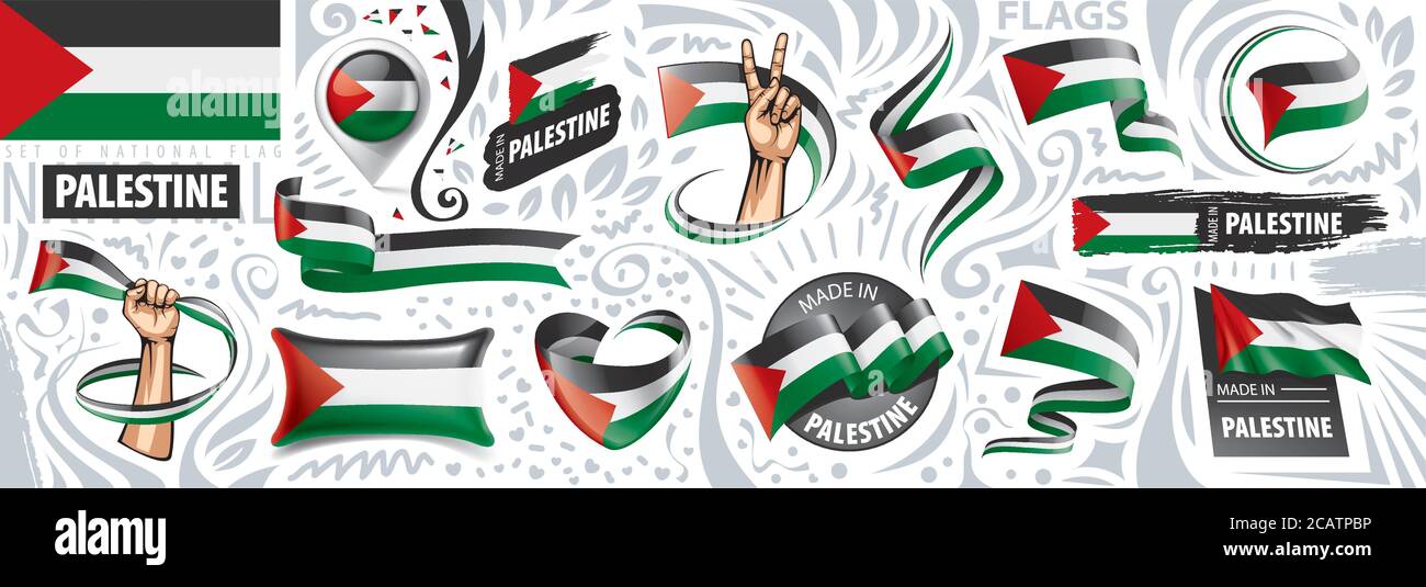 Vector set of the national flag of Palestine in various creative ...