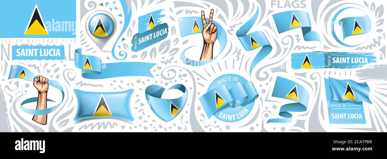 Vector set of the national flag of Saint Lucia in various creative ...