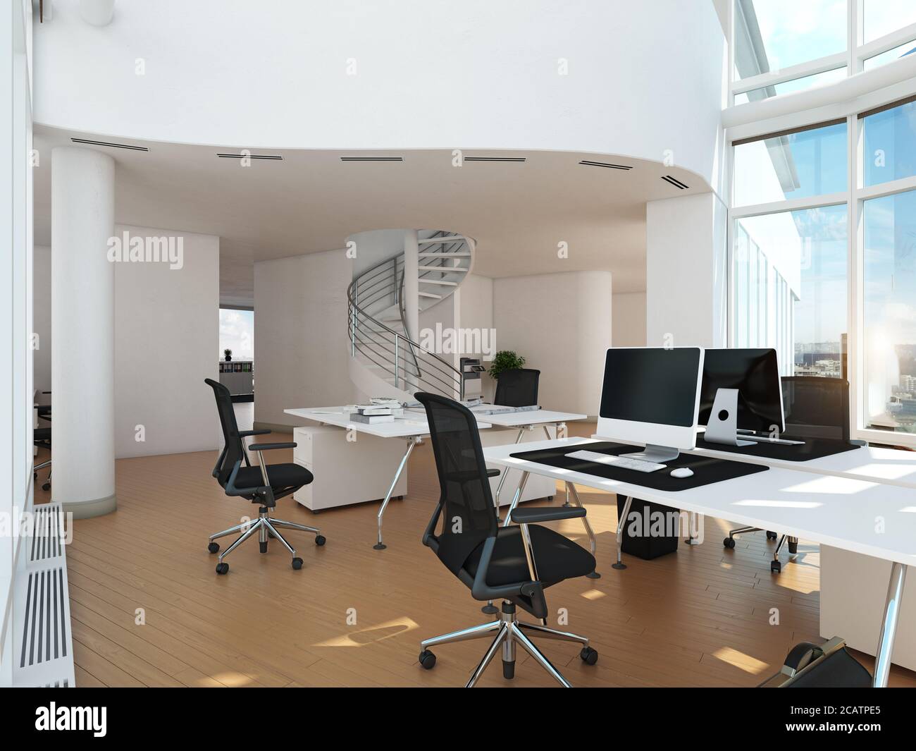 contemporary office interior. 3d rendering design concept Stock Photo ...