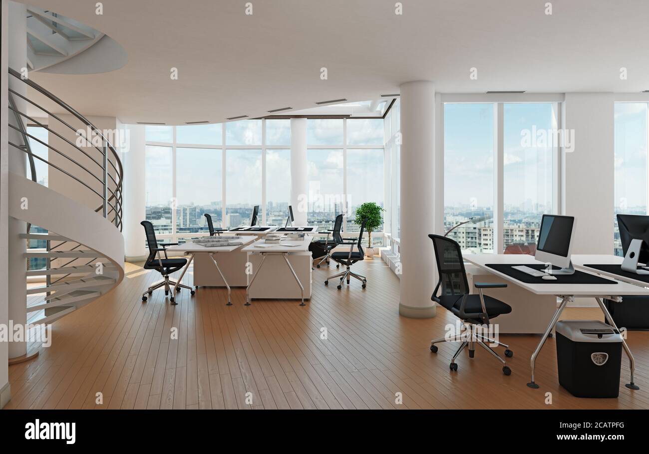 contemporary office interior. 3d rendering design concept Stock Photo ...