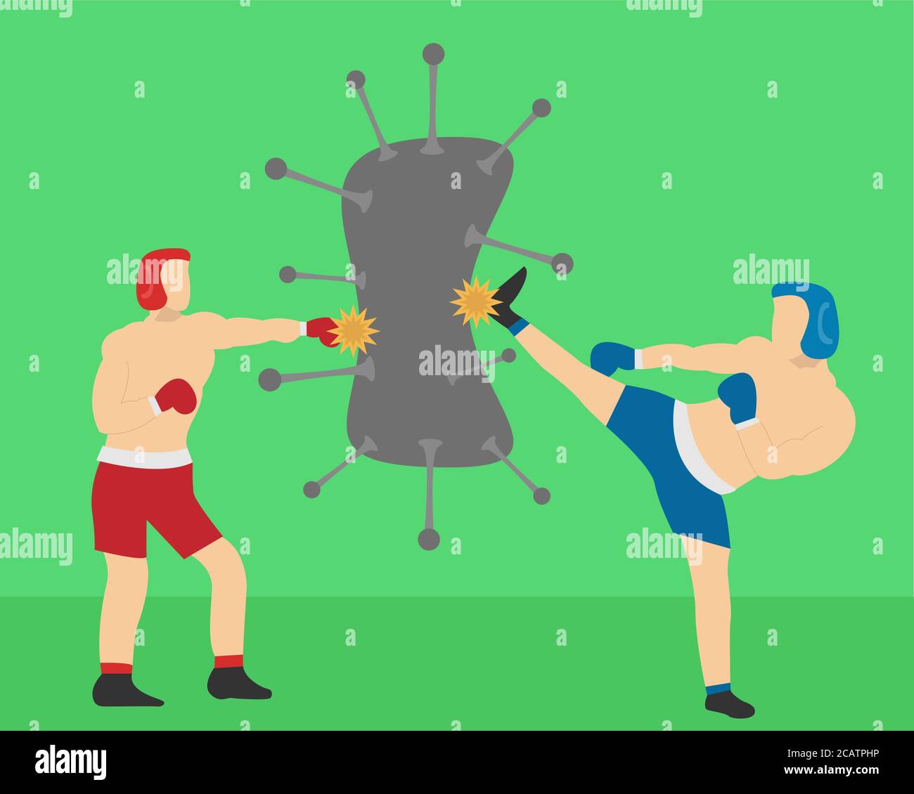 Illustration vector design of two fighters attacking the virus Stock ...