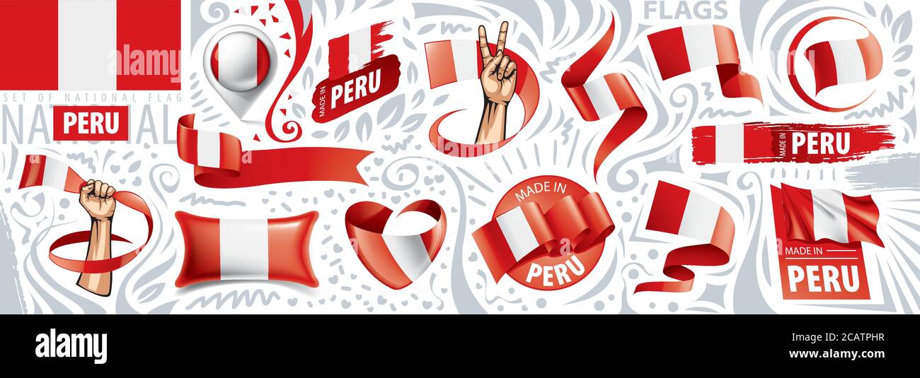Vector set of the national flag of Peru in various creative designs ...