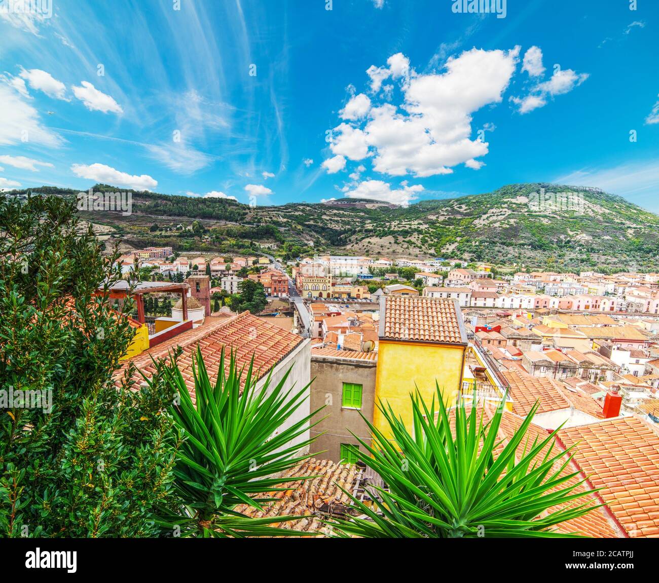 blue sky over Bosa, Sardinia Stock Photo - Alamy
