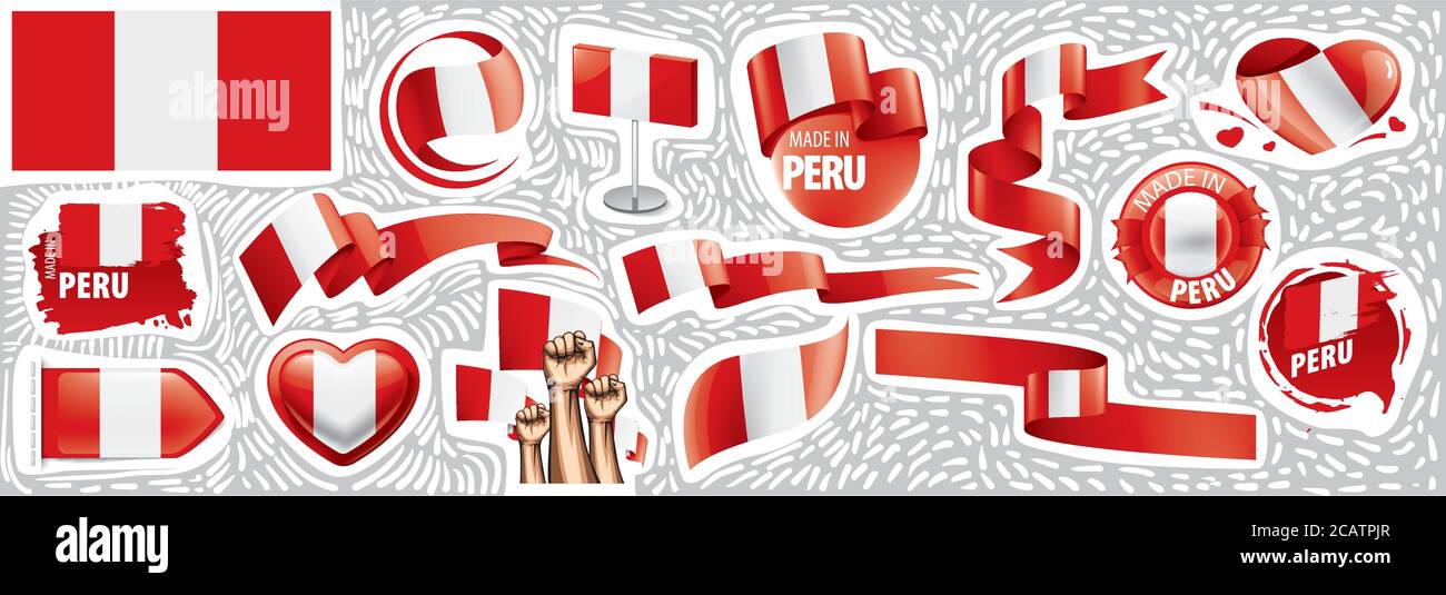 Vector set of the national flag of Peru in various creative designs ...
