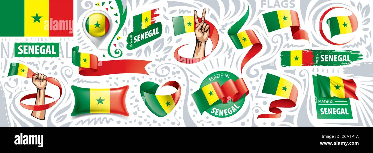 Vector set of the national flag of Senegal in various creative designs ...