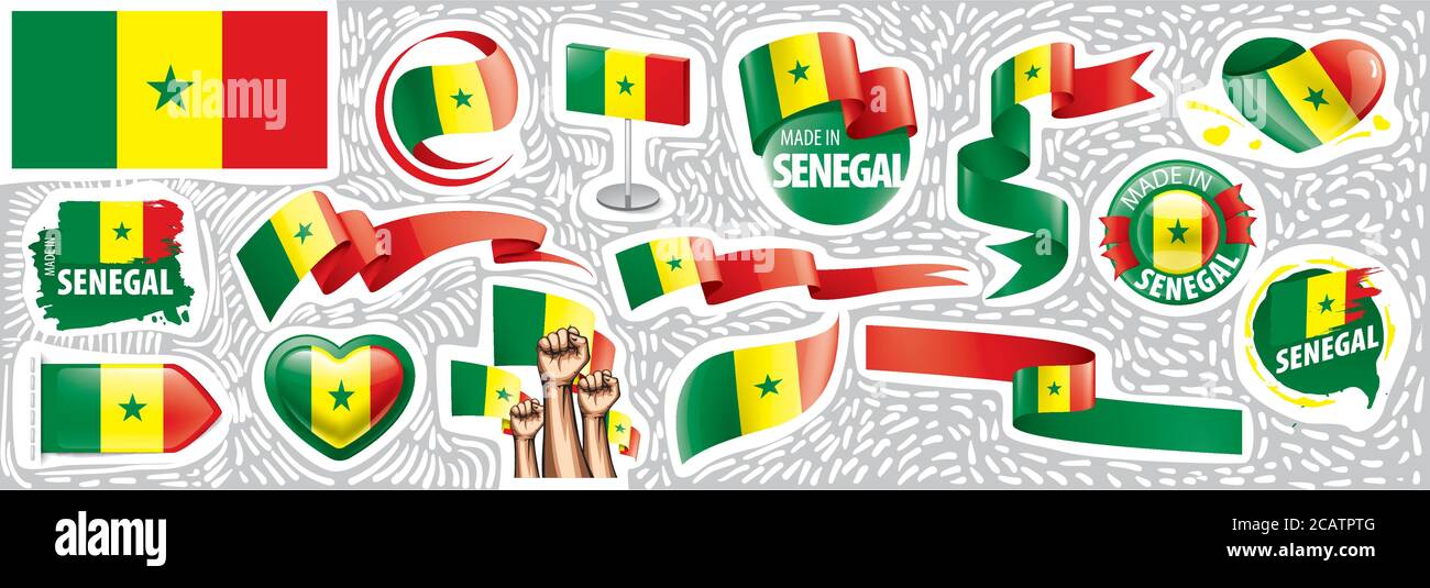 Vector set of the national flag of Senegal in various creative designs ...