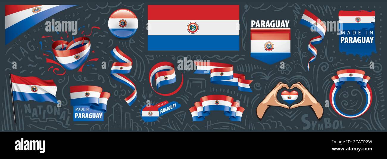 Vector set of the national flag of Paraguay in various creative designs ...