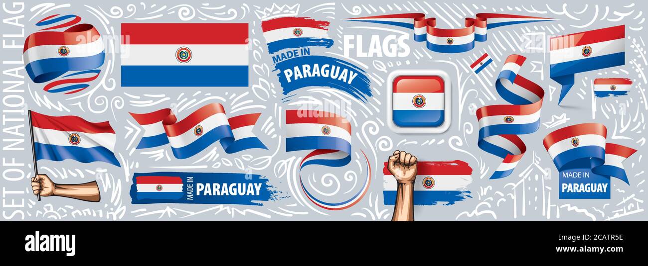 Vector set of the national flag of Paraguay in various creative designs ...