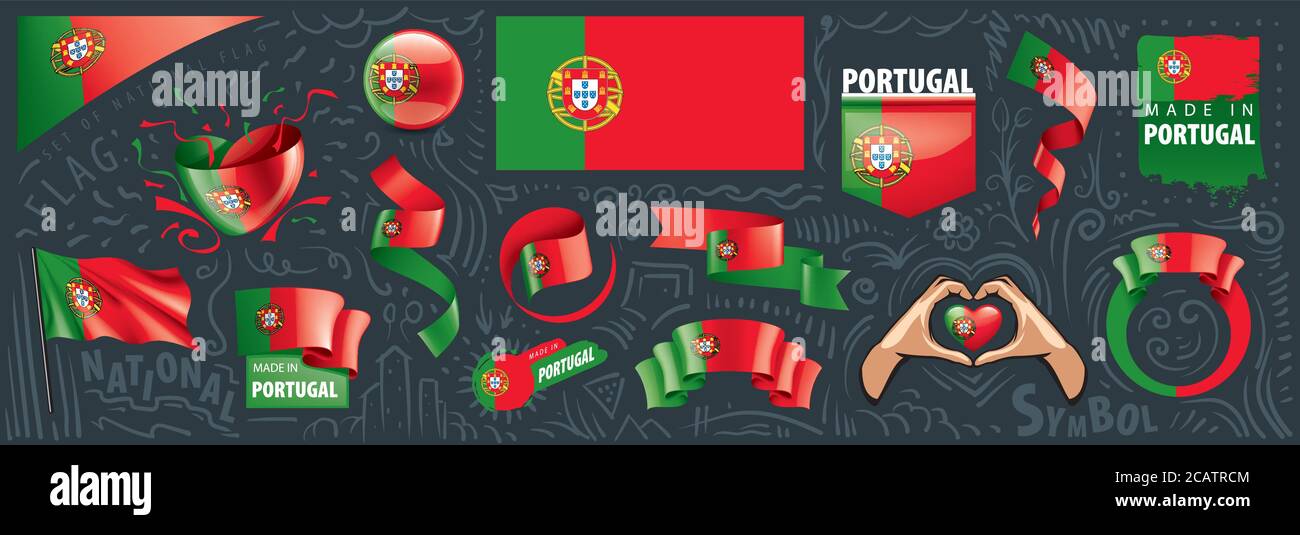Vector set of the national flag of Portugal in various creative designs ...