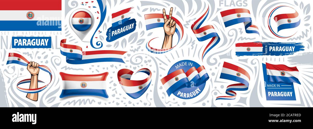 Vector set of the national flag of Paraguay in various creative designs ...