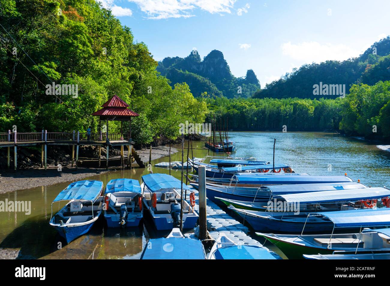 Asian boat station for small tourist boats. Boat excursions on the ...