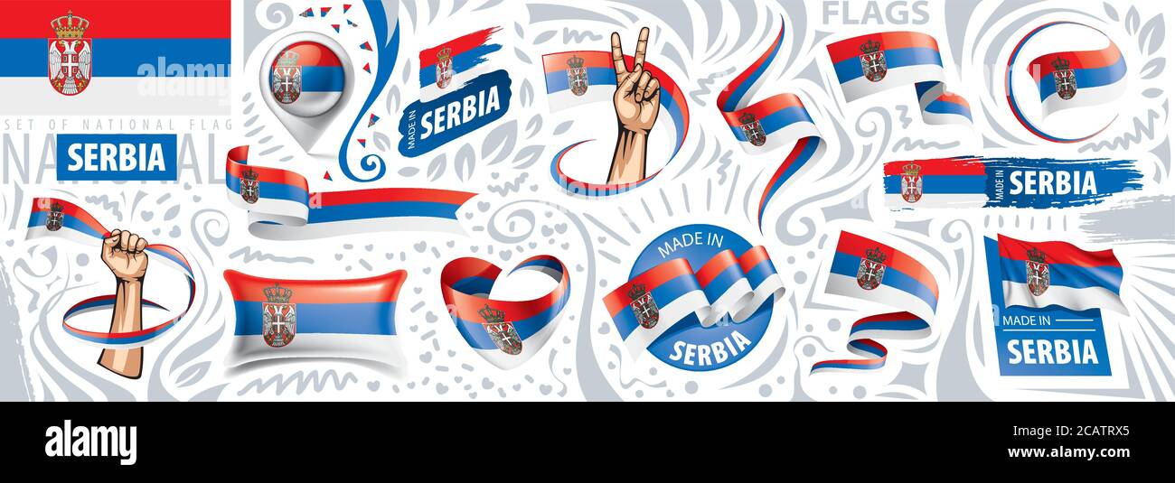 Vector set of the national flag of Serbia in various creative designs ...