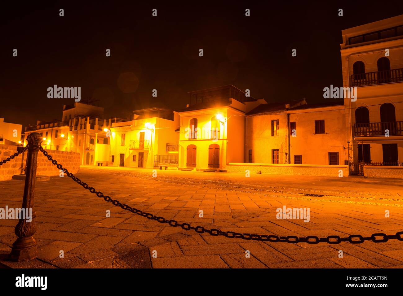 Alghero promenade by night, Italy Stock Photo - Alamy