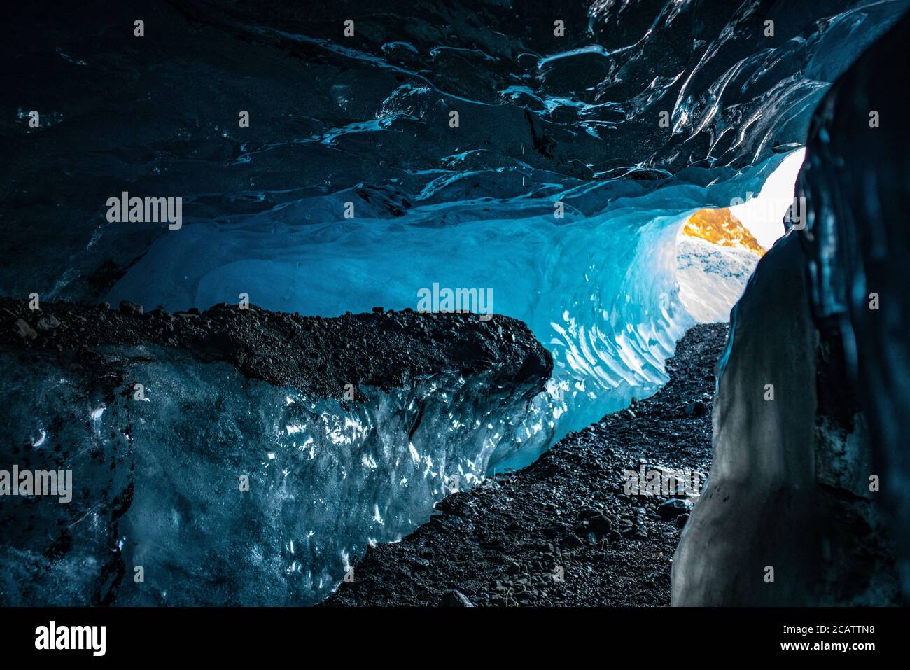A blue ice cave in Skaftafell National Park, in Iceland Stock Photo - Alamy