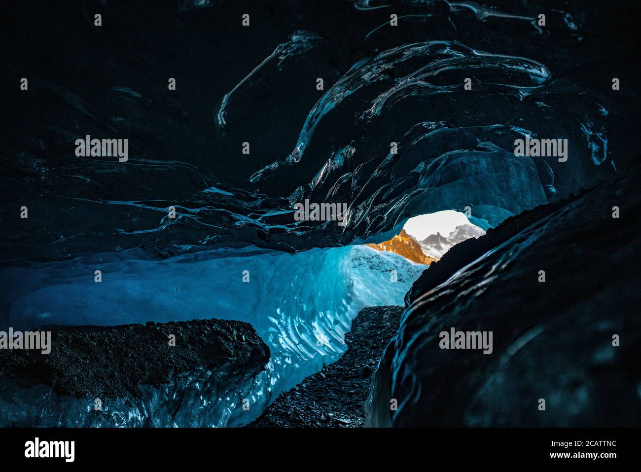 A blue ice cave in Skaftafell National Park, in Iceland Stock Photo - Alamy