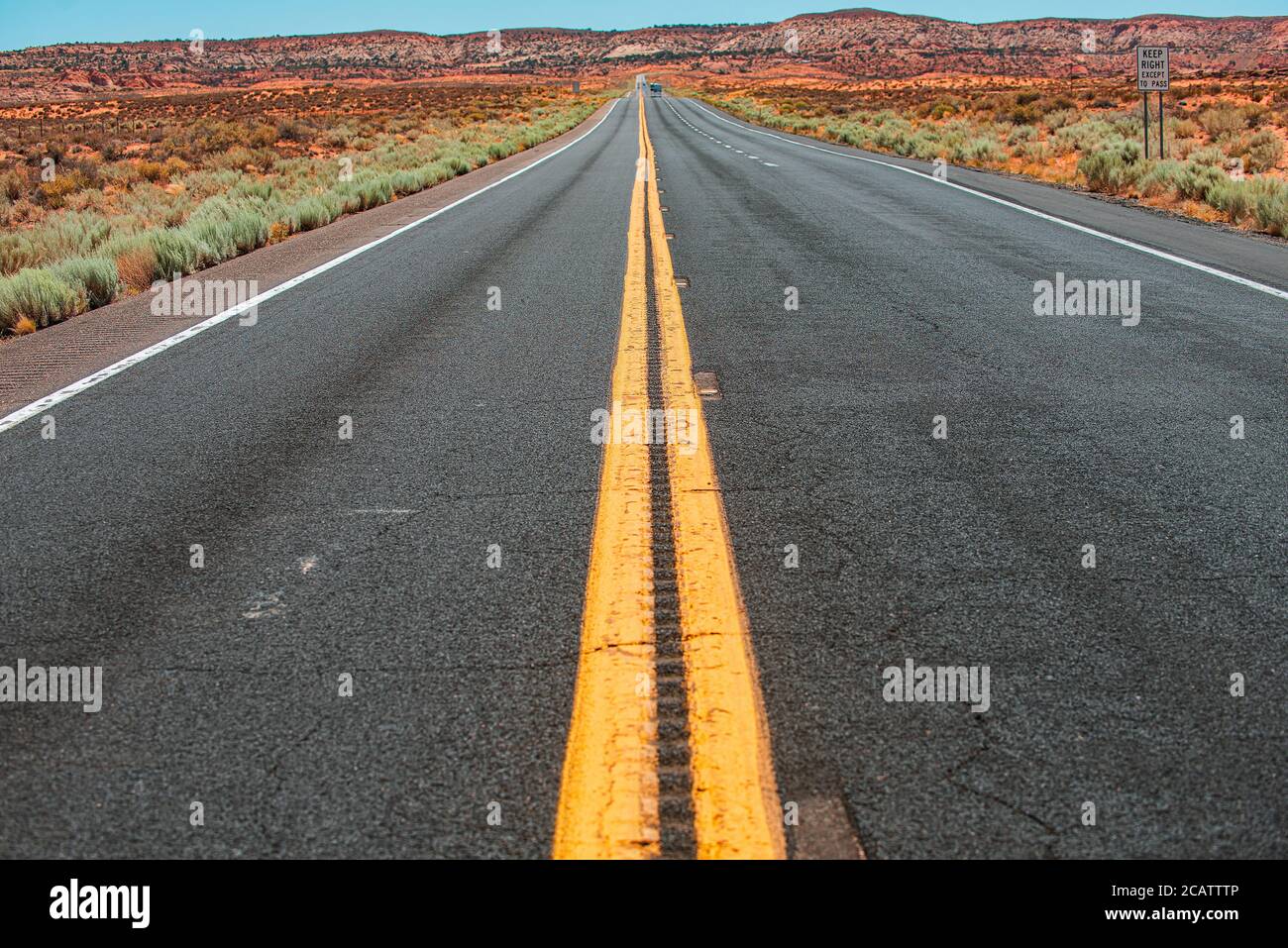 Asphalt highway road landscape. Desert highway of the American ...