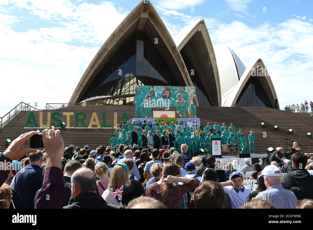 Australian Olympic team welcomed home at the Sydney Opera House after ...