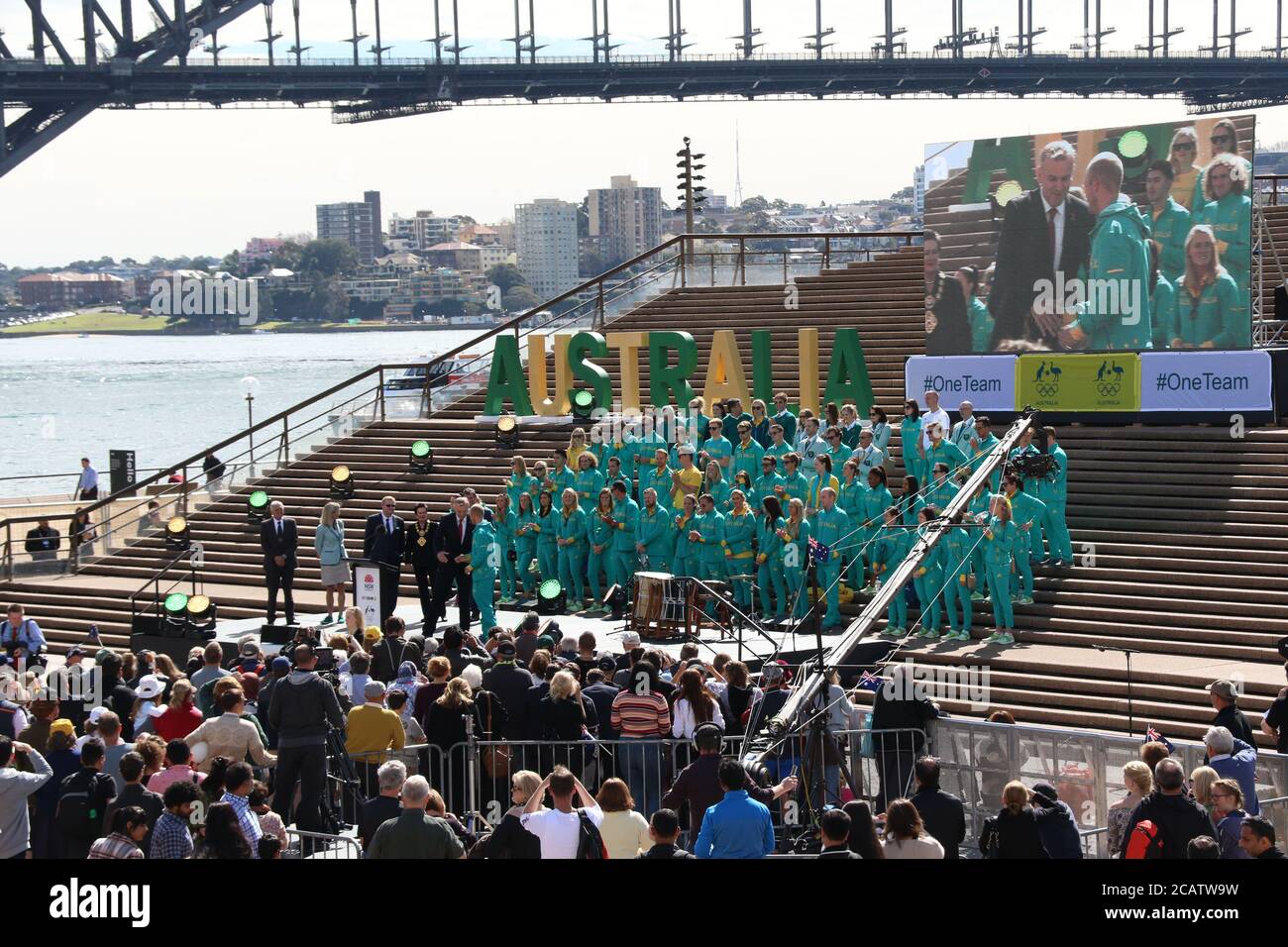 Australian Olympic team welcomed home at the Sydney Opera House after ...