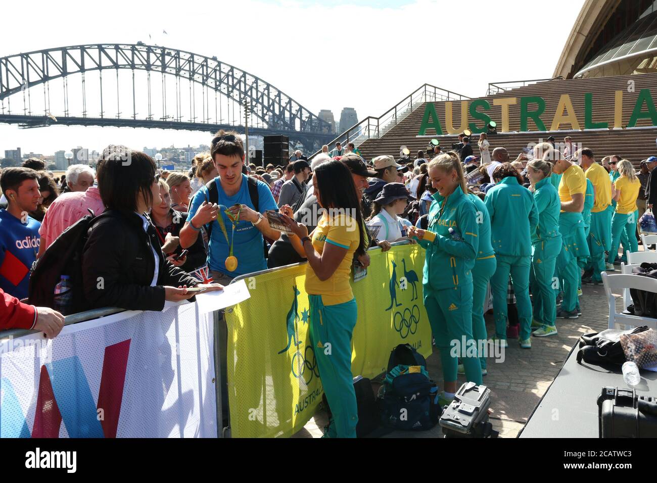 Australian Olympic team welcomed home at the Sydney Opera House after ...