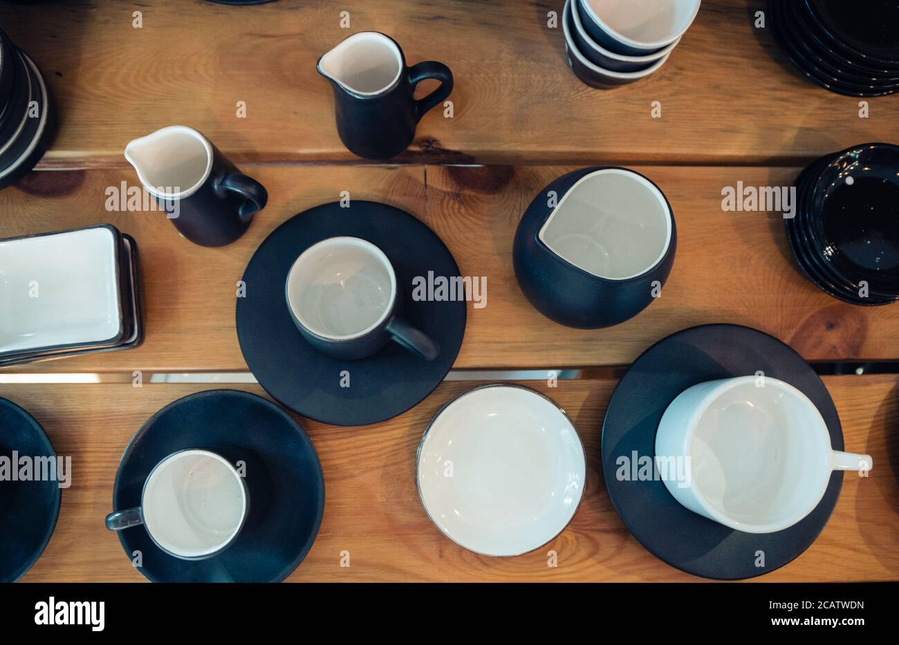 Collection of ceramic products, dishes of local Handicrafts from Russia ...