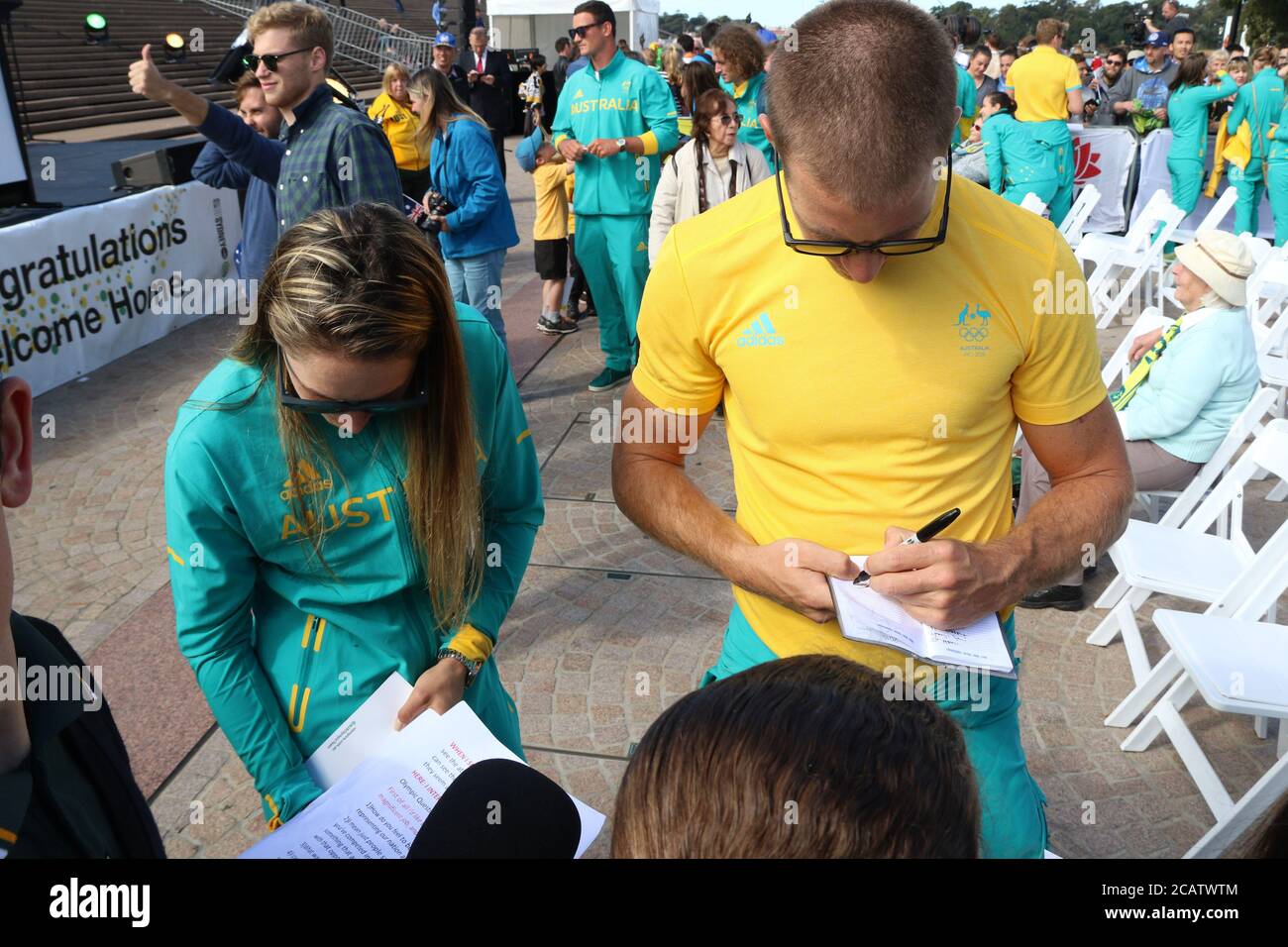 Australian Olympic team welcomed home at the Sydney Opera House after ...