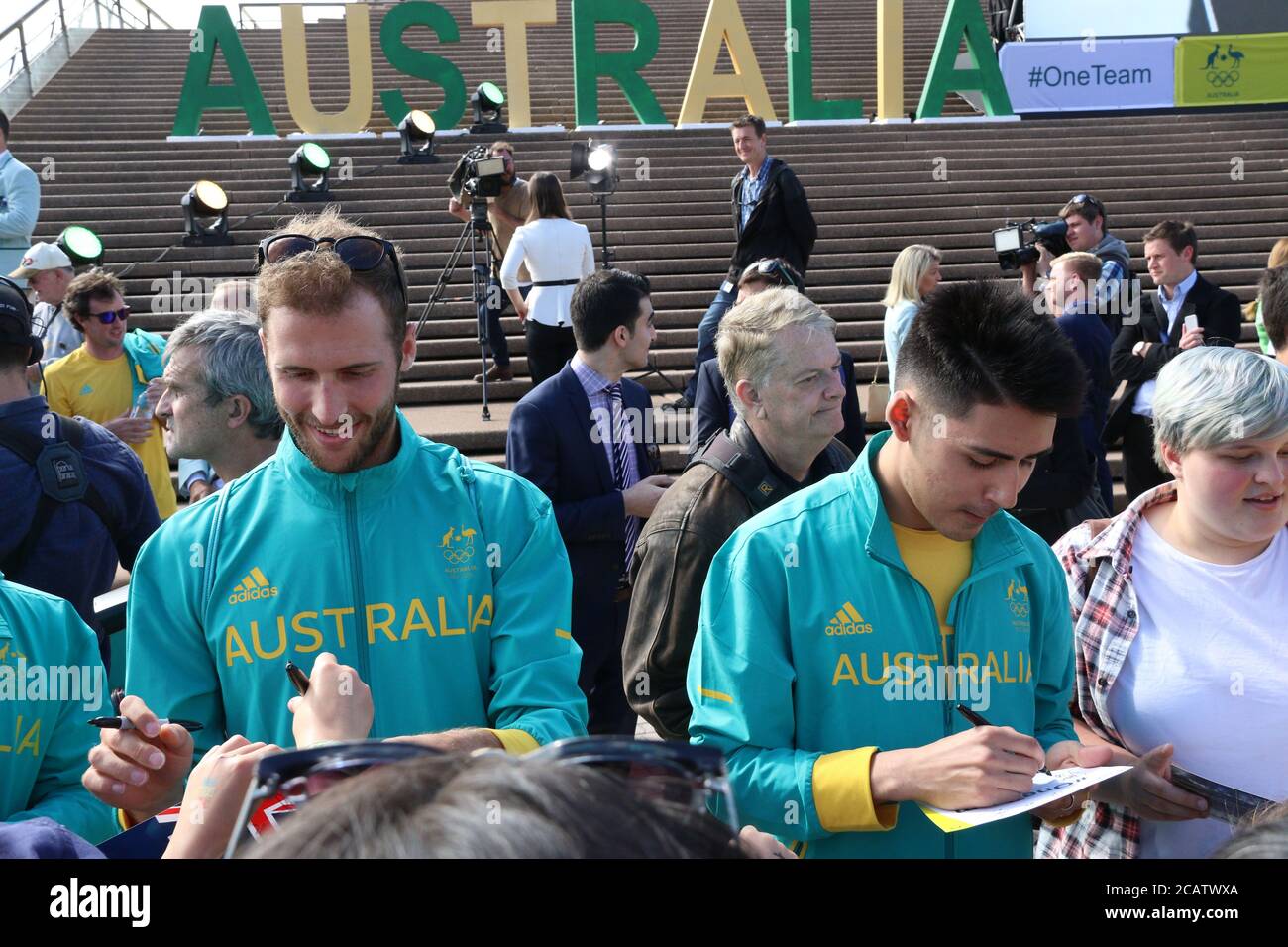 Australian Olympic team welcomed home at the Sydney Opera House after ...