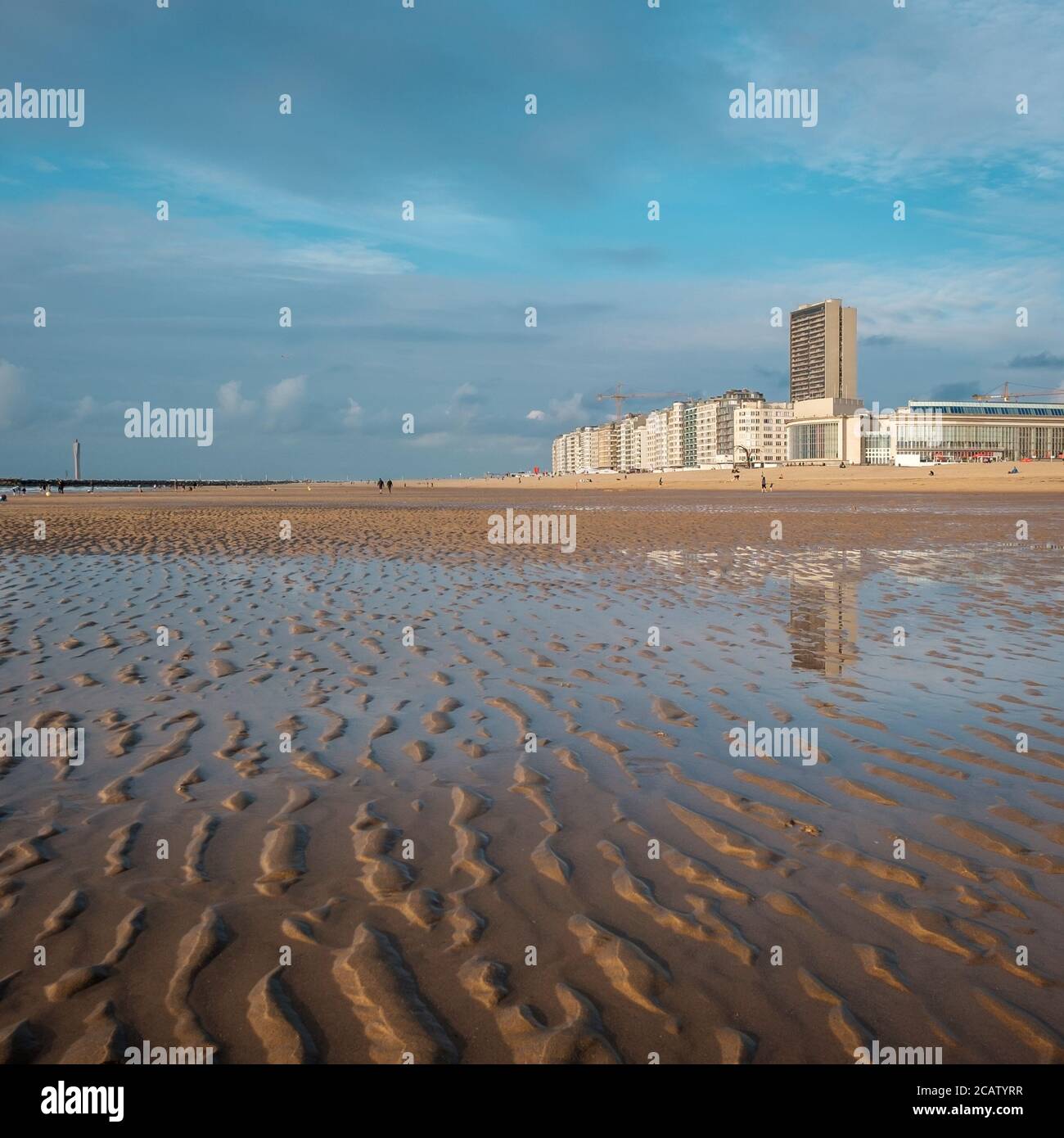 Deserted beach of Oostende in Belgium Stock Photo - Alamy
