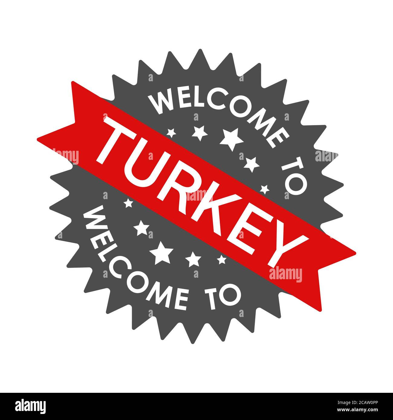Welcome to TURKEY. Round label with red ribbon. Vector illustration ...
