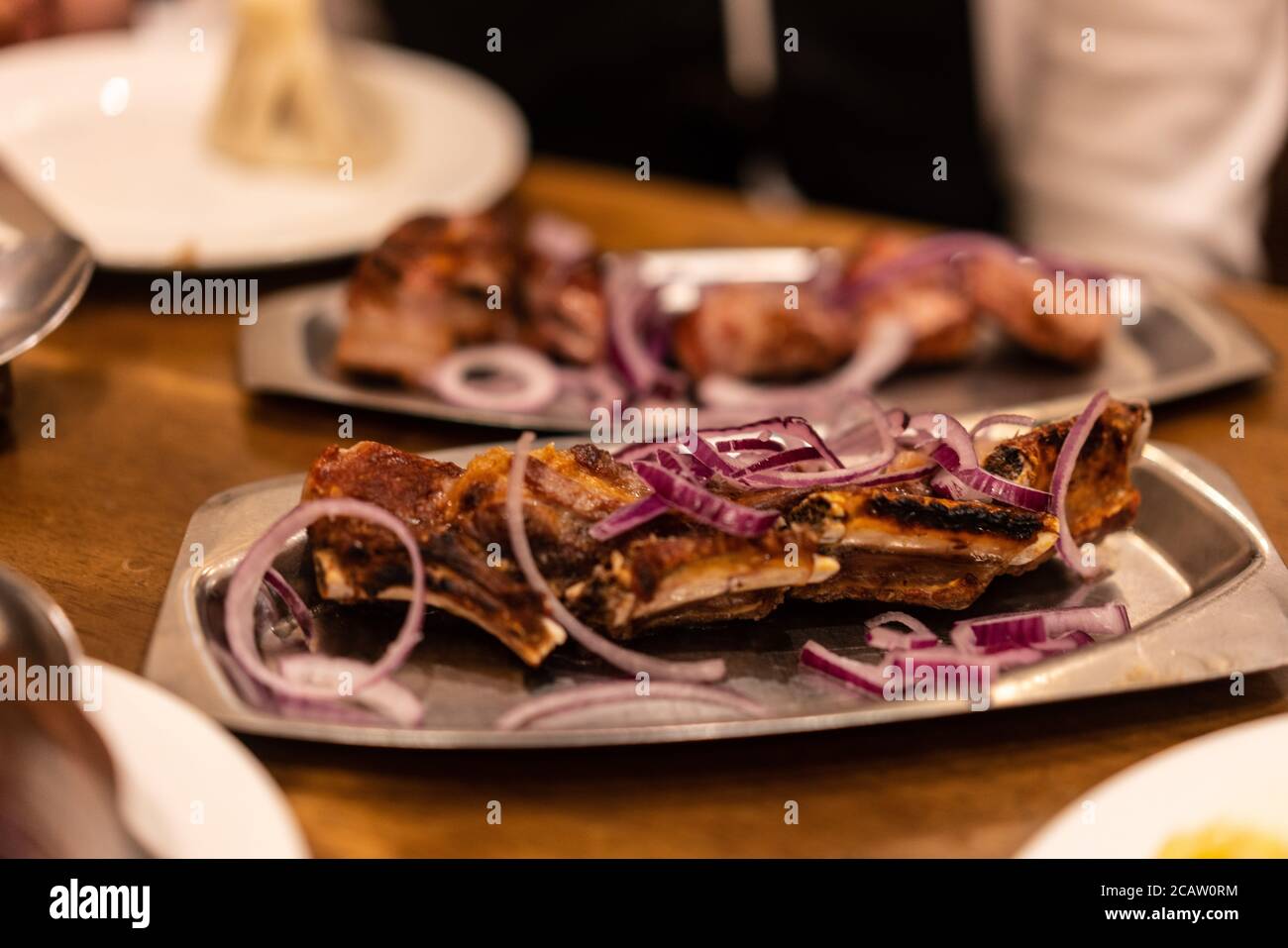 Mtsvadi, Roasted Pork rib , a traditional Georgian food Stock Photo - Alamy