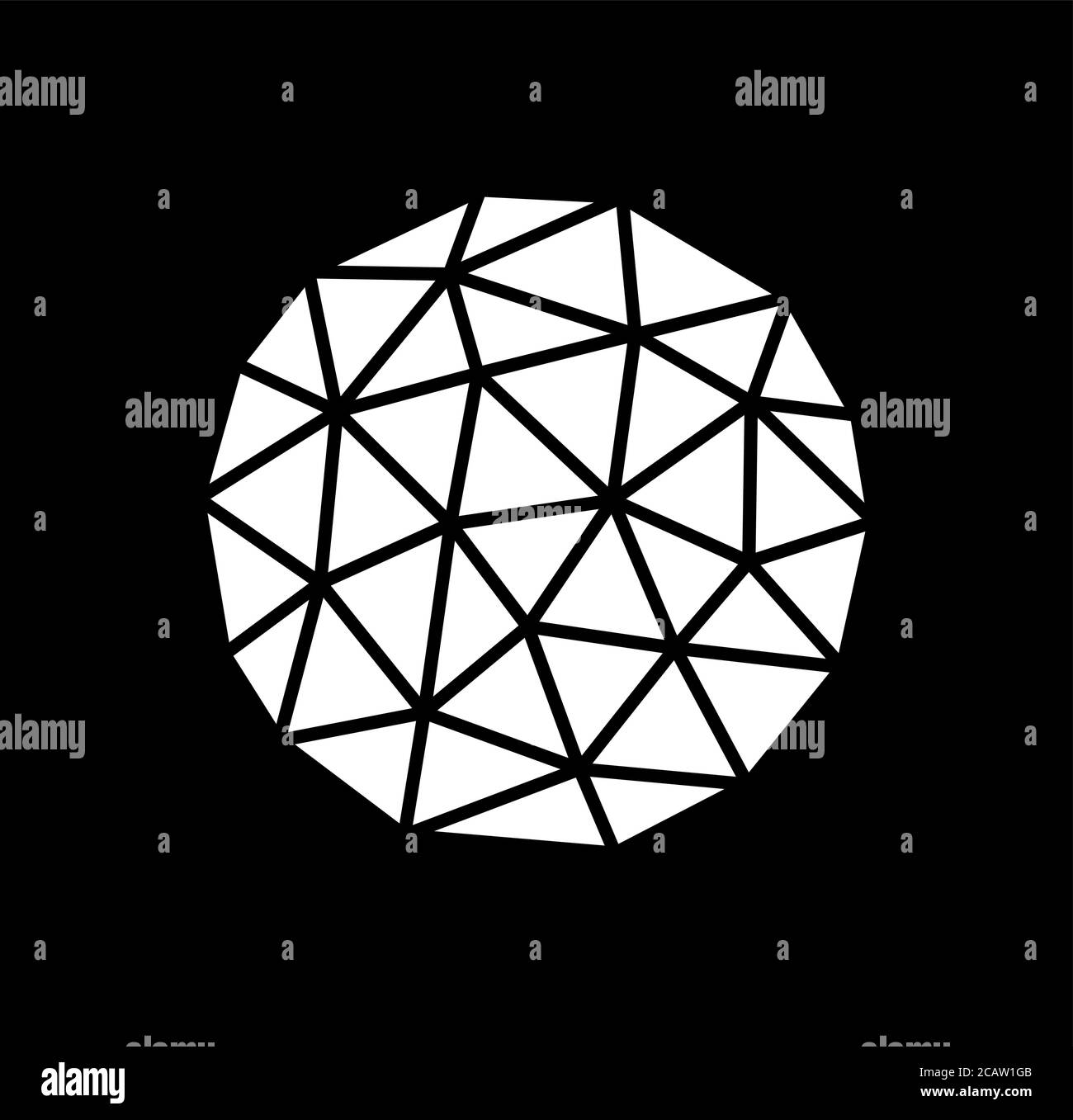Circle polygonal geometric figure. Black and white vector Stock Vector ...