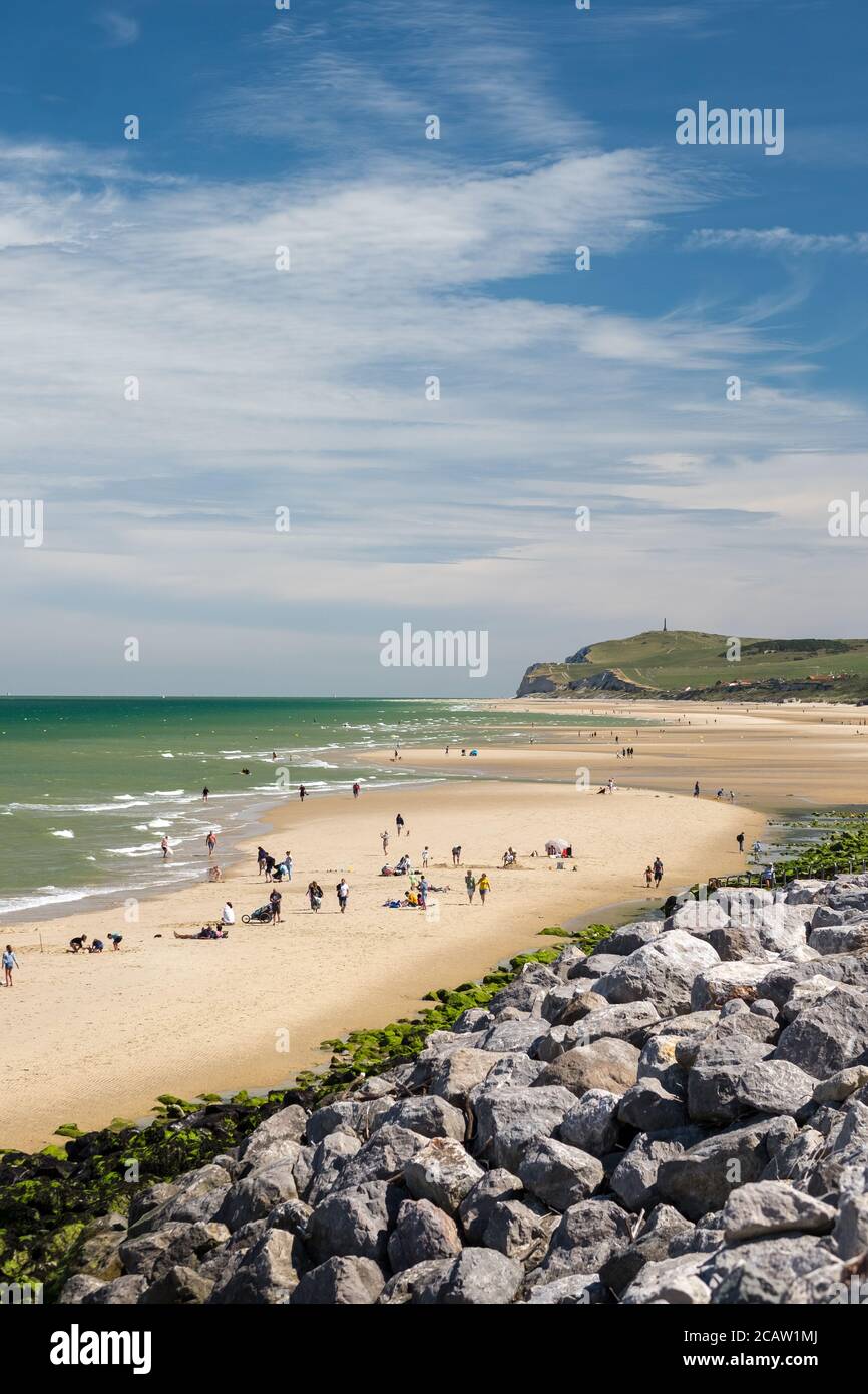 Toursists on the beach of Cap Blanc-Nez in the north of France Stock ...