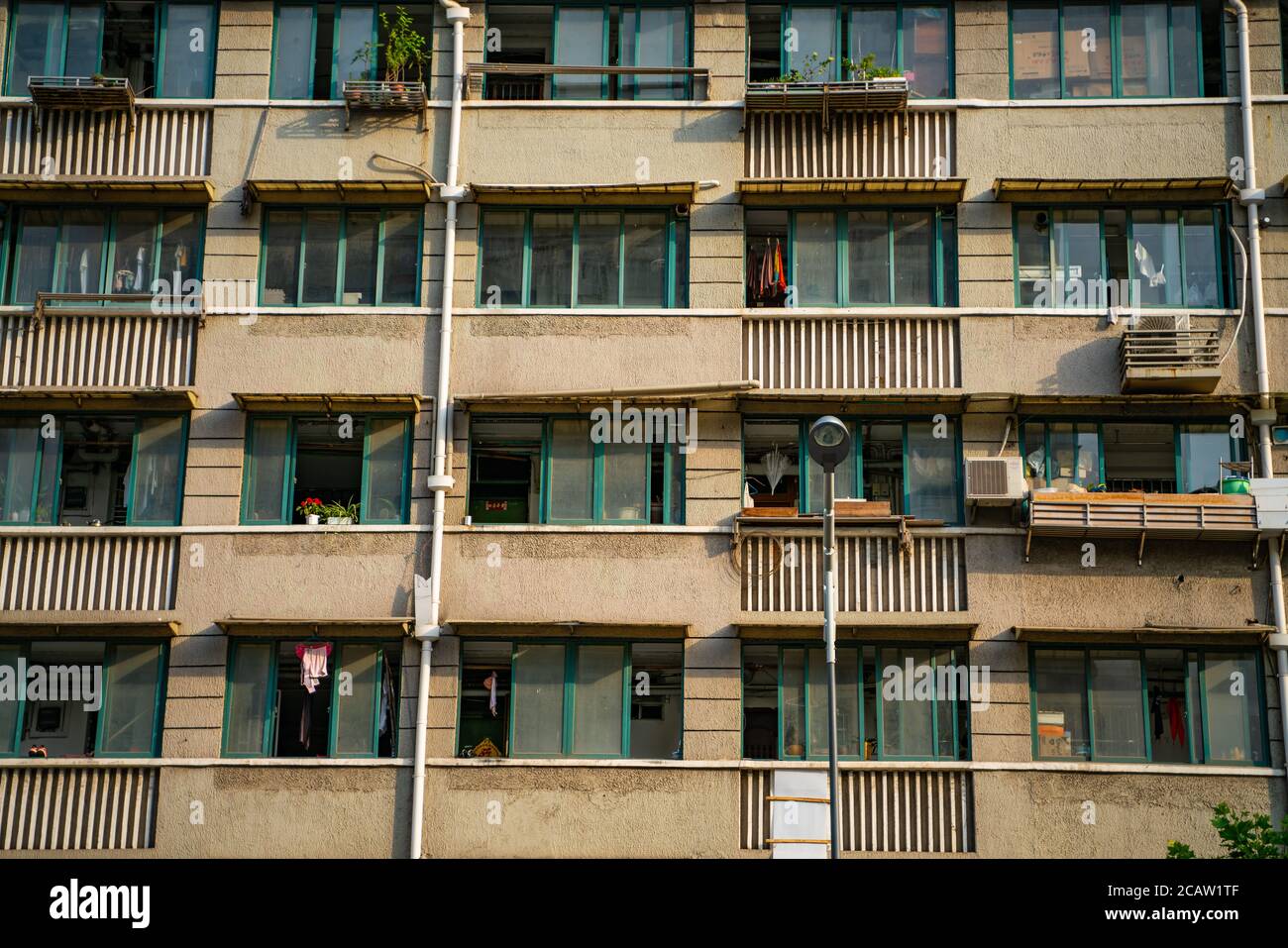 The facade of a residential buildings in Shanghai, China Stock Photo ...