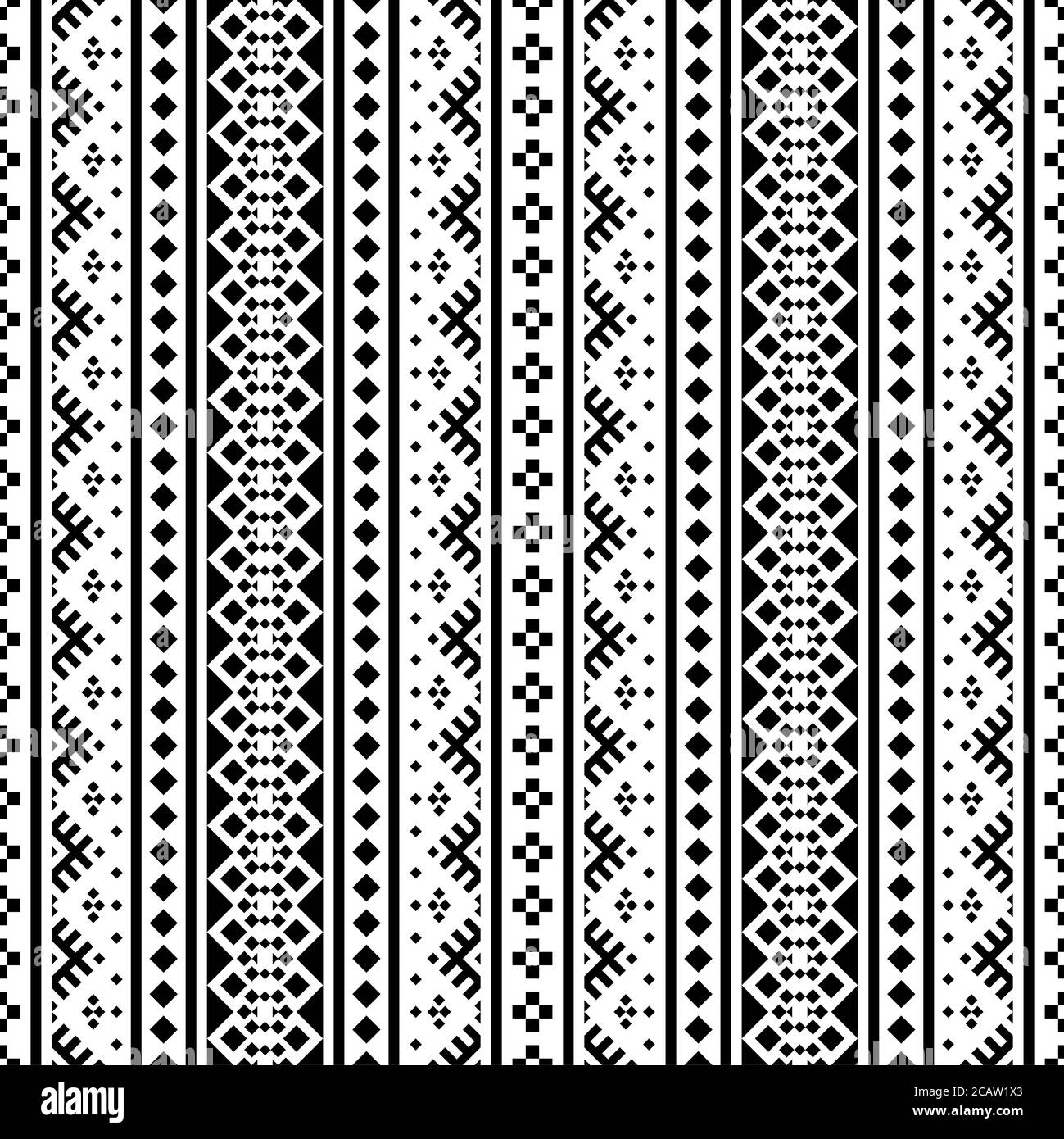 Seamless ethnic pattern vertical design in black white color Stock ...