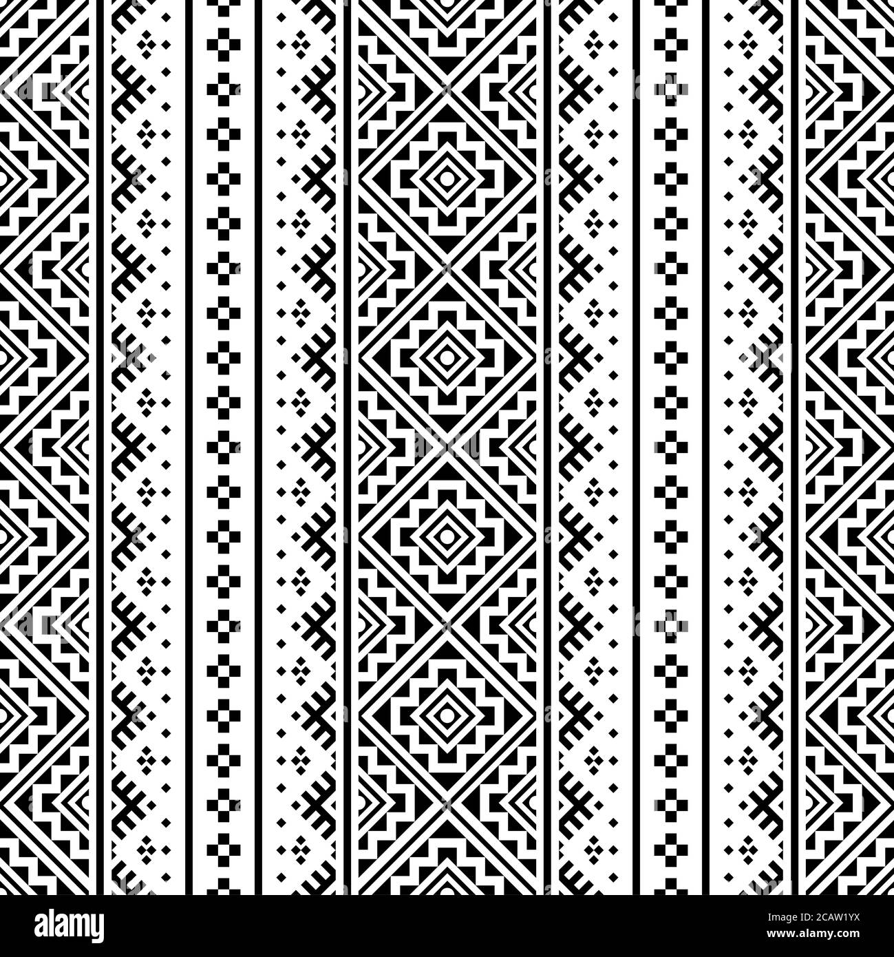 Traditional seamless ethnic pattern tribal style and white black color ...